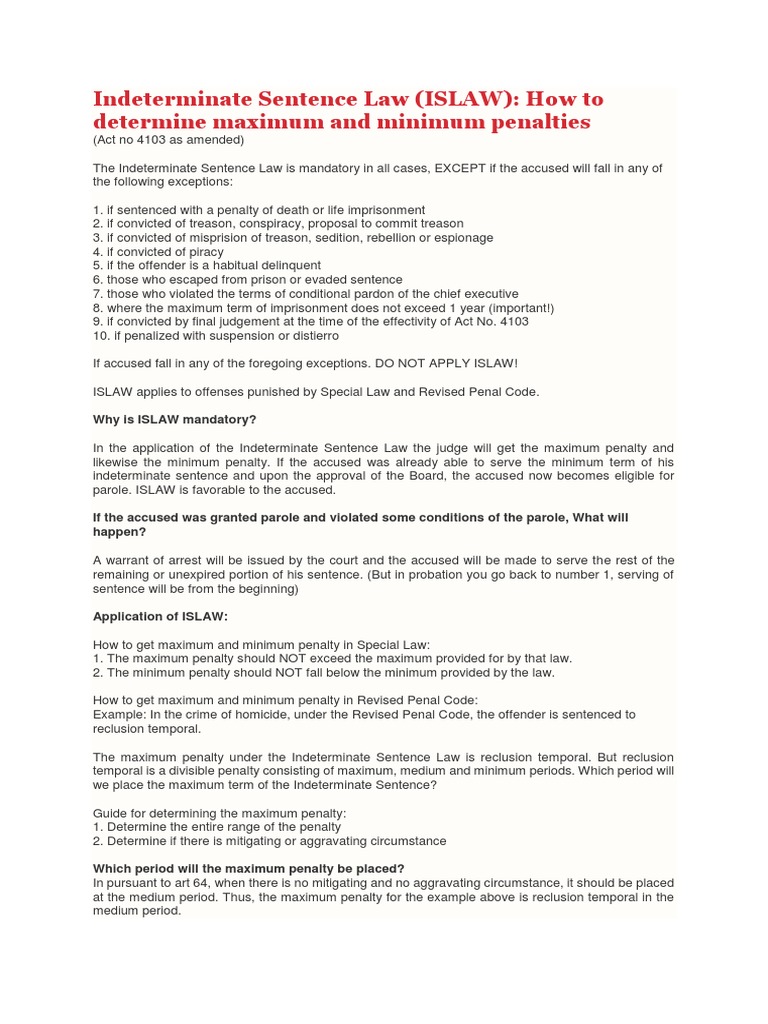 ISLaw Computation | PDF | Sentence (Law) | Mitigating Factor