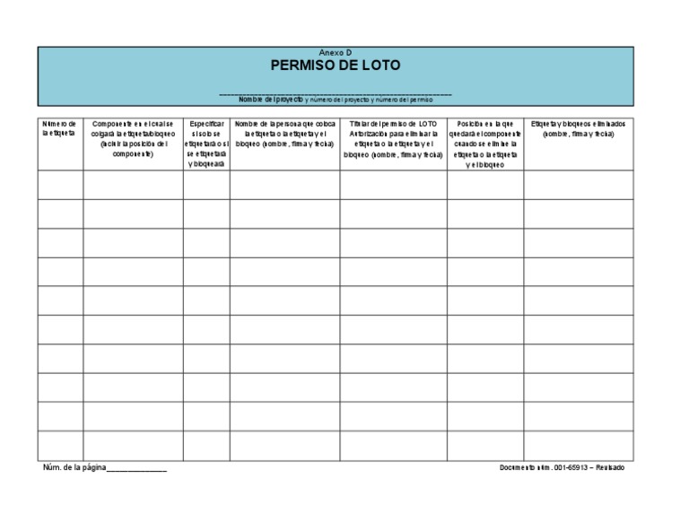 06-SPWR LOTO Permit Sheet - Es | PDF