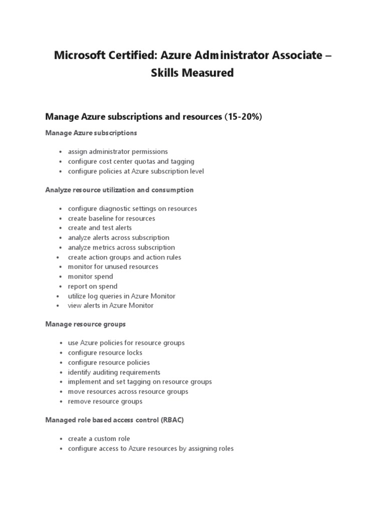 Azure Administrator Associate Skills Overview | PDF | Microsoft Azure ...