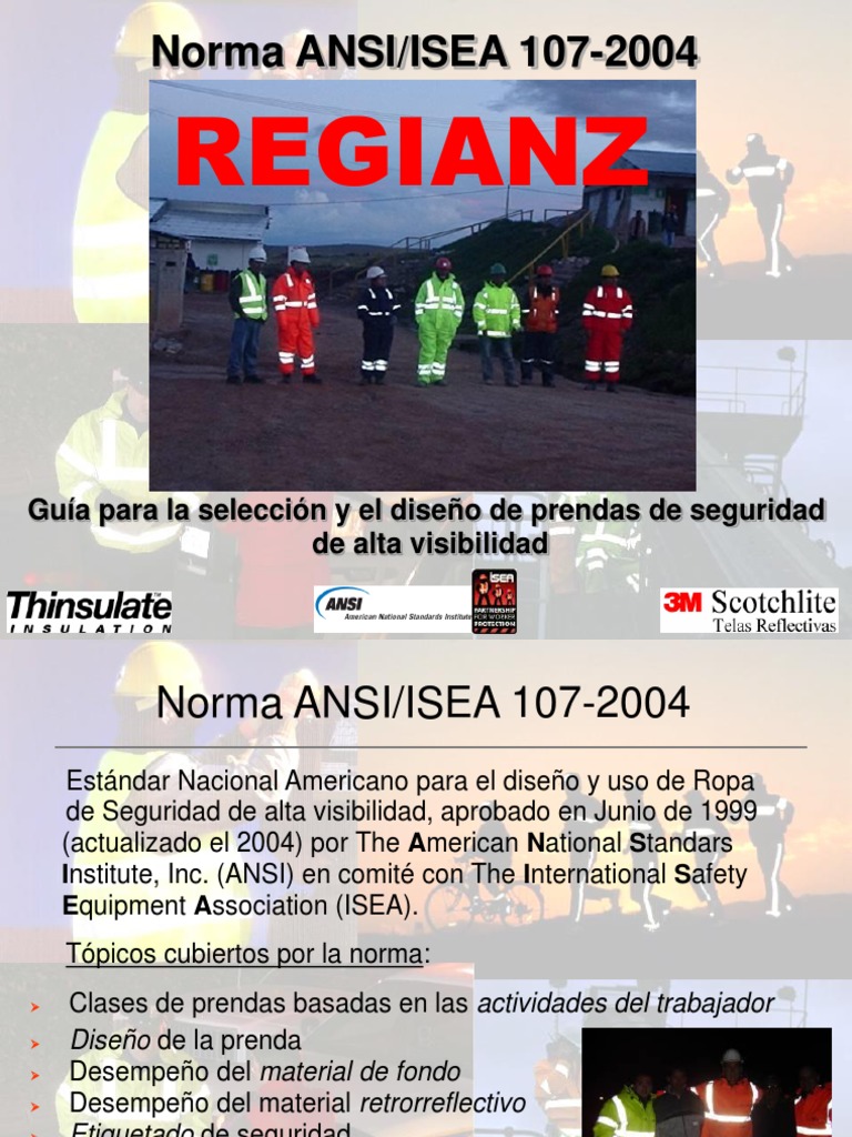 Presentación NORMA ANSI-ISEA 107-2004 | PDF