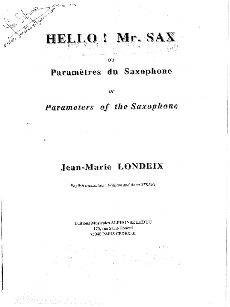 Hello Mr. Sax PDF | PDF