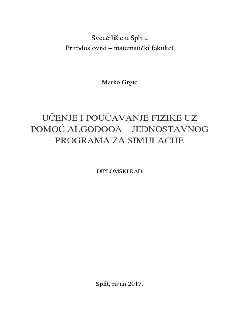 Ucenje I Poucavanje Fizike Uz Program Za Simulacije | PDF