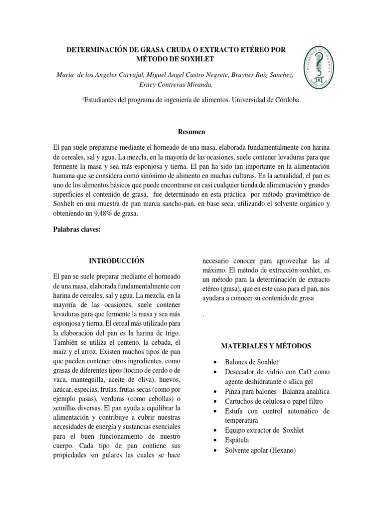 Extracto Etéreo | PDF | Polaridad química | Panes