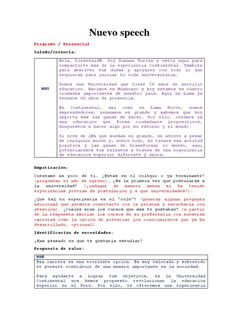 Speech de Ventas | PDF | Universidad | Aprendizaje