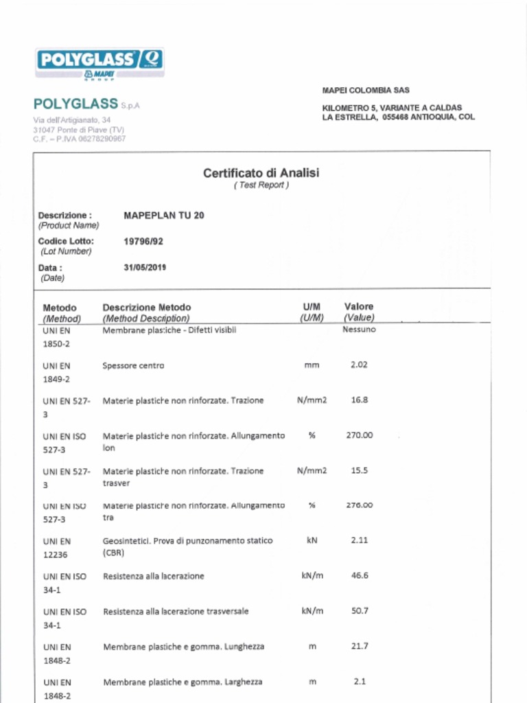 Test Report Mapeplan Tu 20 - 19796 PDF | PDF