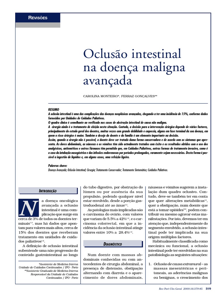Oclusao Intestinal | PDF | Dor | Câncer