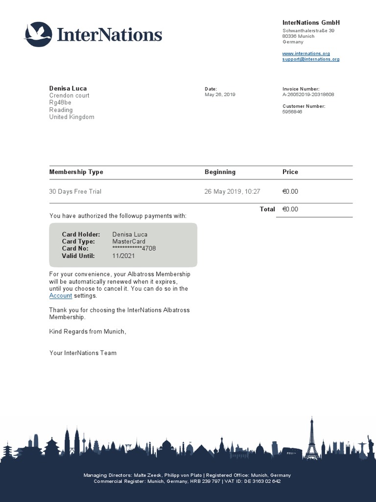 Albatross Membership Invoice | PDF