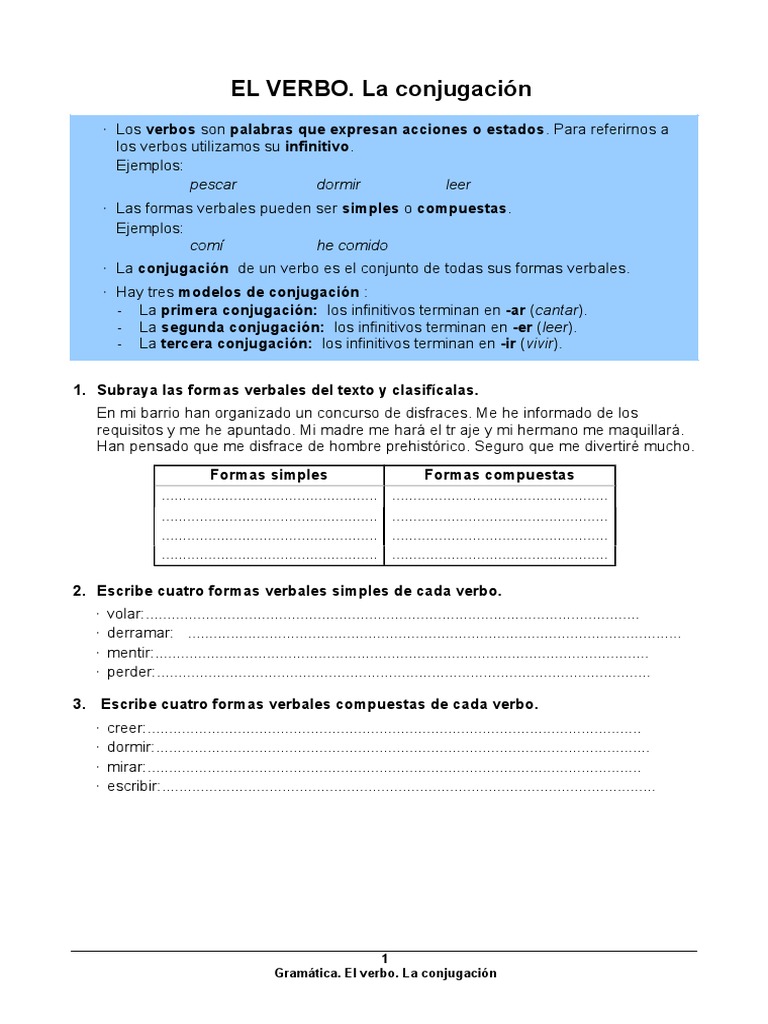 Conj. Forma Simple y Compuesta | PDF | Conjugación gramatical | Verbo