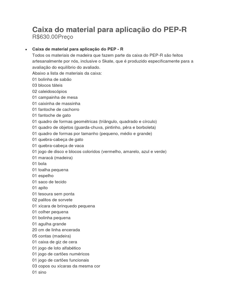Caixa Do Material para Aplicação Do PEP | PDF