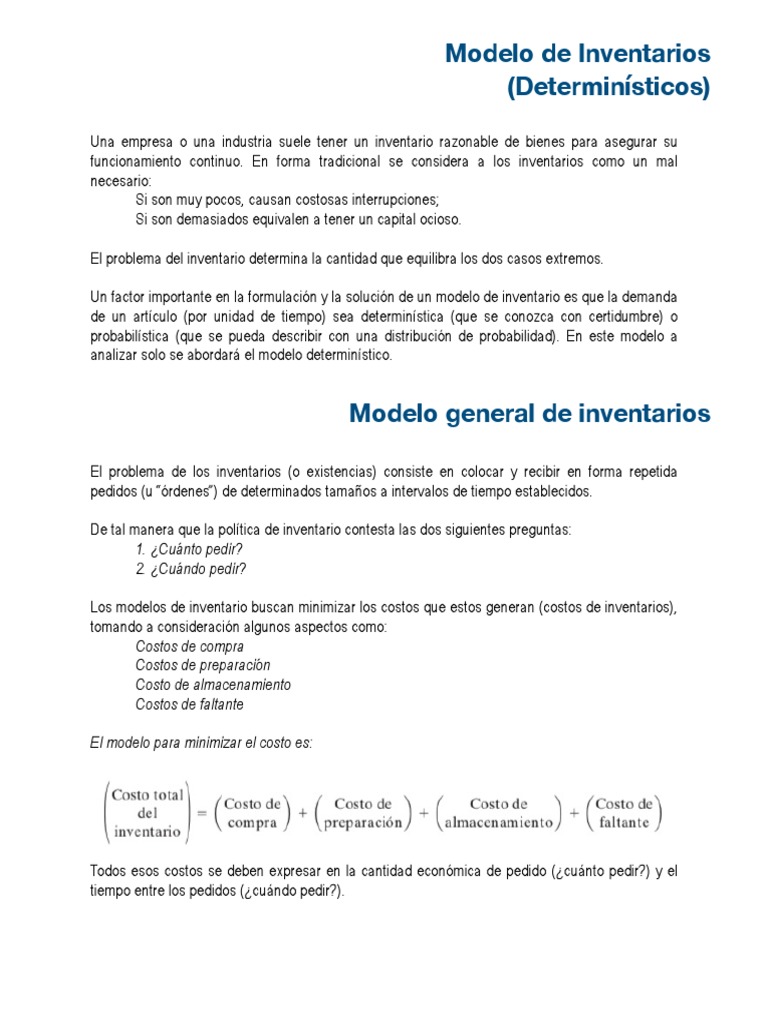 Modelo de Inventarios Determinísticos: Una Introducción Completa a los ...