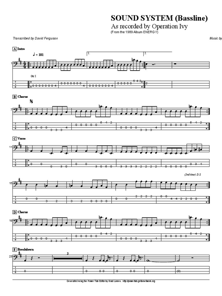 Operation Ivy - Sound System Bass | PDF | Elements Of Music | Popular Music