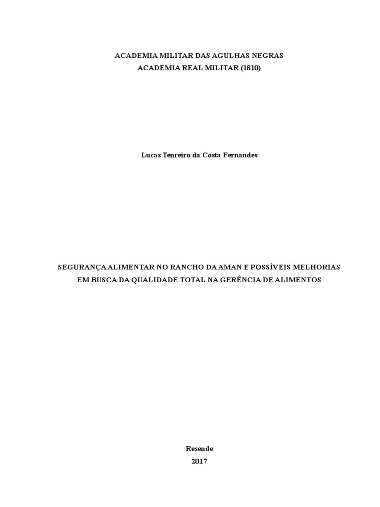 Tcc Lucas Pdf Segurança Dos Alimentos Qualidade Negócios