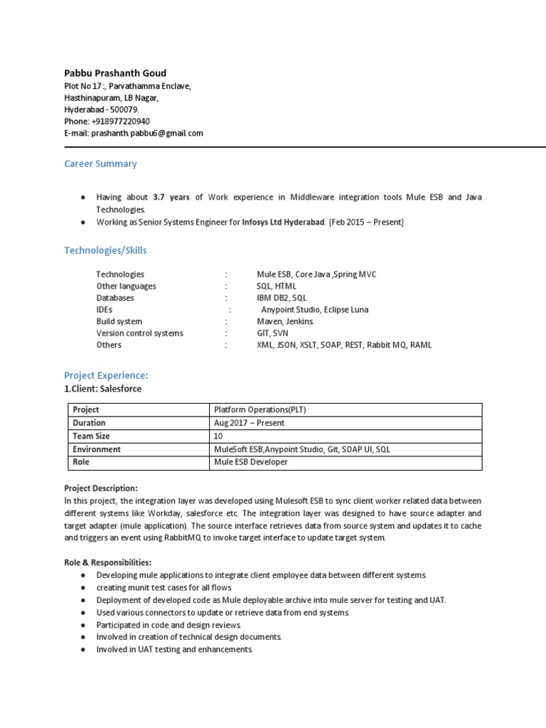 Resume Prashanth | PDF | Application Server | Application Programming ...