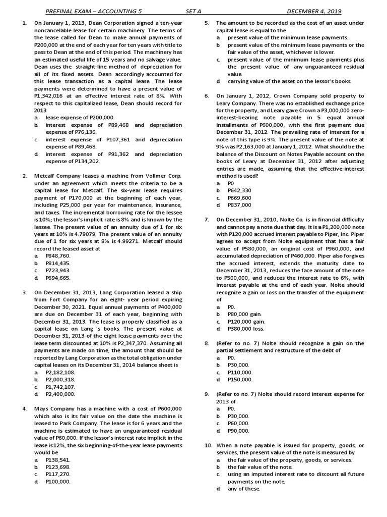 Pf-Compound, Notes, Debt Restruct, Leases | PDF | Present Value ...