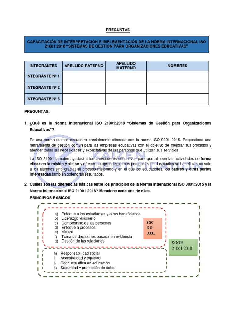 ISO 21001.docx | Sistema de manejo de calidad | Calidad (comercial)