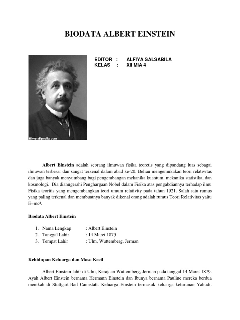 Biodata Albert Einstein | PDF