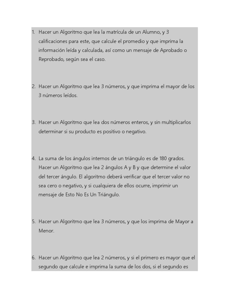 Ejercicios de Condicionales | PDF | Triángulo | Algoritmos