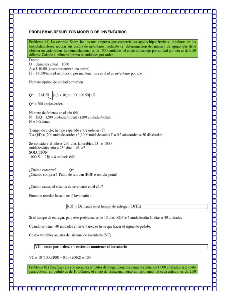 Problemas Resueltos de Modelo de Inventario | PDF | Inventario | Industrias