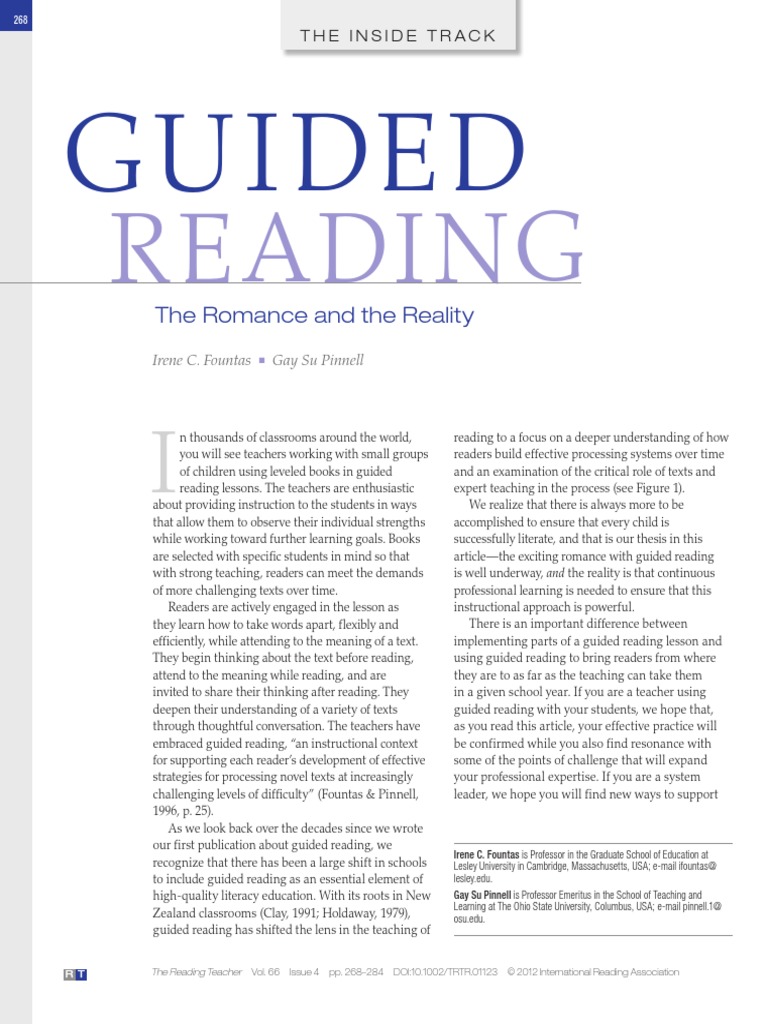 Guided Reading F and P Article 2012 | PDF | Reading Comprehension | Fluency