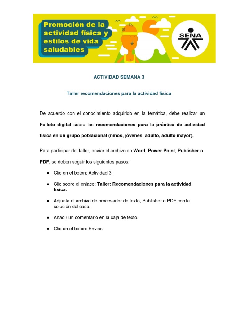 Folleto Recomendaciones para La Actividad Fi Sica | PDF