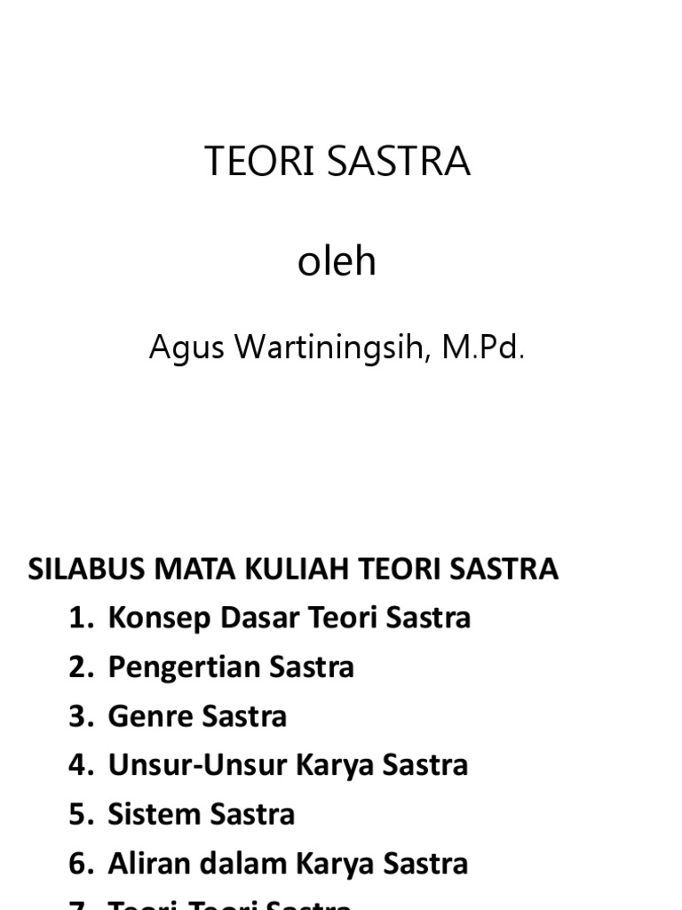 Teori Sastra & Genre Sastra | PDF
