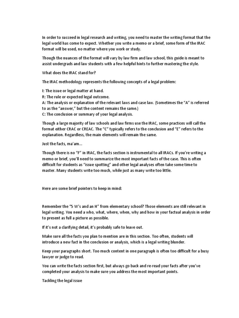 IRAC Method | PDF | Question | Criminal Law