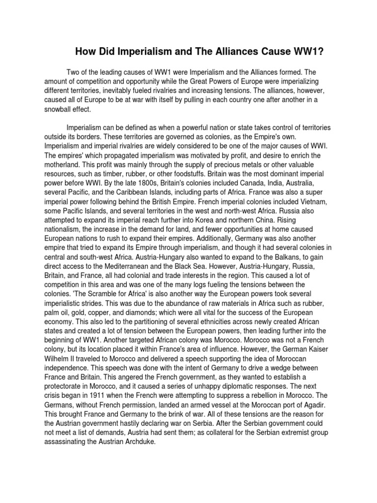 How Did Imperialism and The Alliances Cause WW1.docx | Allies Of World ...