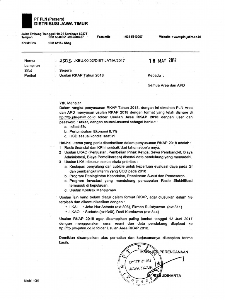 Surat RKAP 2018 PDF | PDF