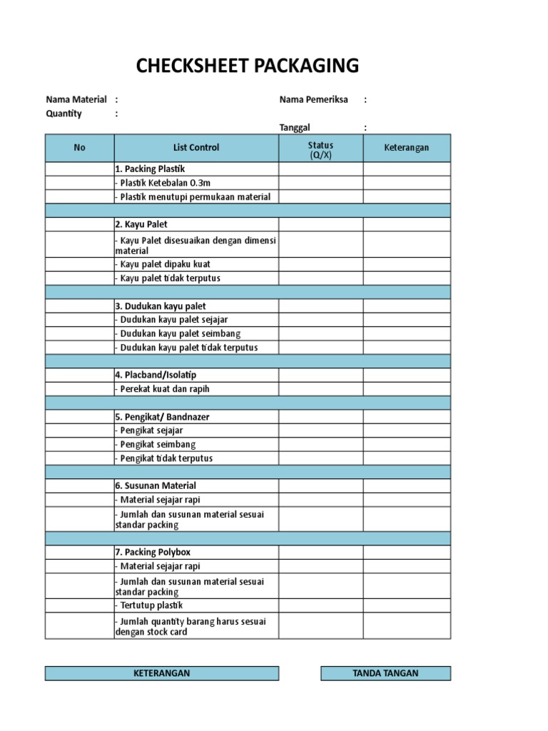 Checksheet Packaging | PDF