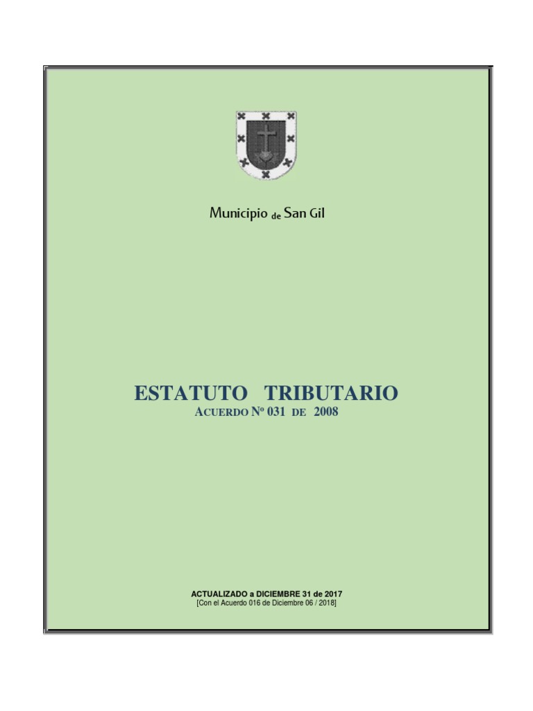 Estatuto Tributario 2018 2019 Acuerdo 031 De 2018 Pdf Pdf