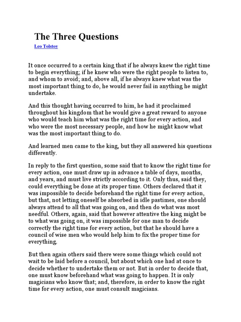 The Three Questions | PDF | Question