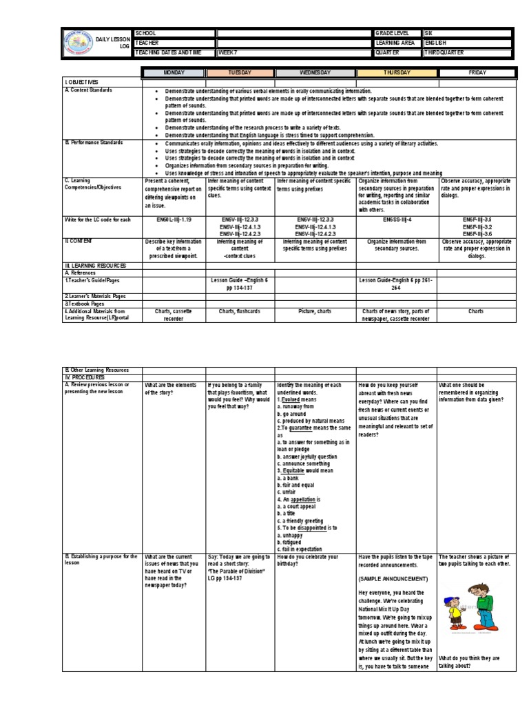 Sixth Grade English Lesson Plan on Phonics, Comprehension, Research ...