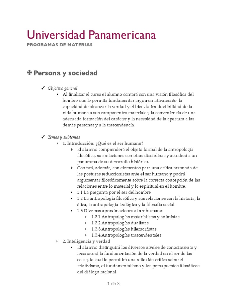 PROGRAMAS MATERIAS Humanidades en La UP PDF | PDF | Verdad | Conocimiento