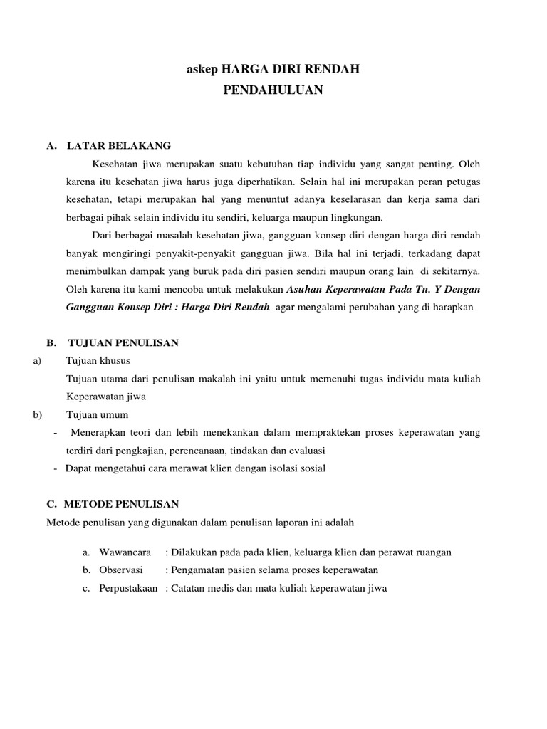Askep Harga Diri Rendah | PDF