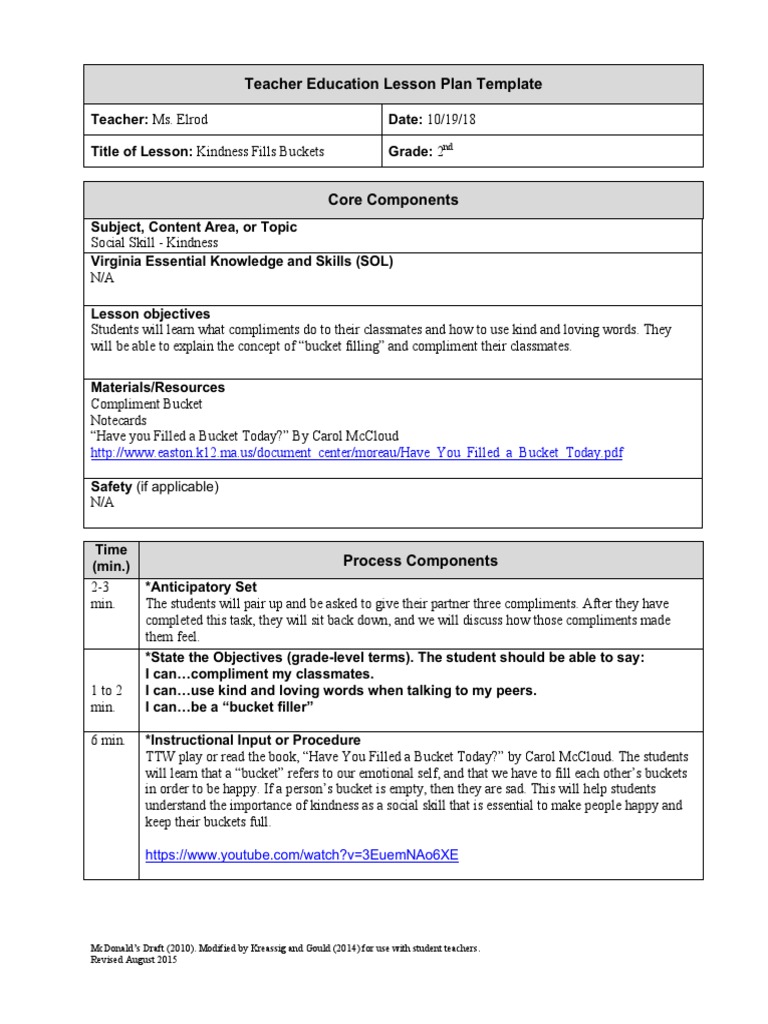 Kindness Lesson Plan | PDF | Classroom Management | Lesson Plan