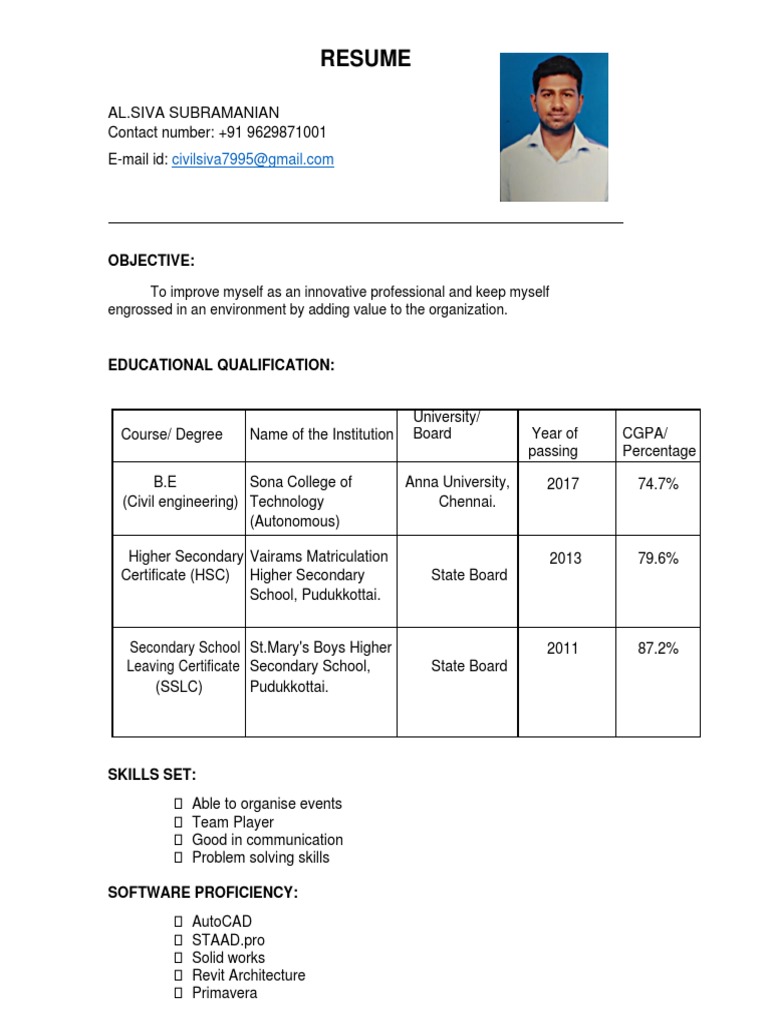 Siva Subramanian CV PDF | PDF | Concrete | Engineering