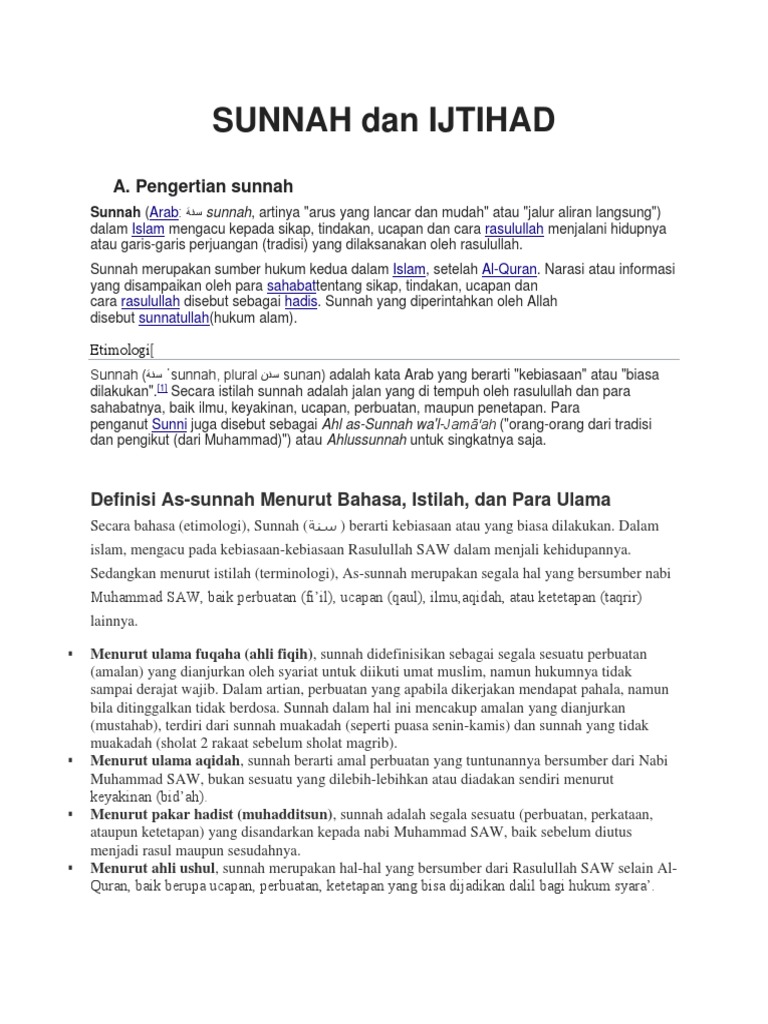 Pengertian dan Fungsi Sunnah dalam Islam | PDF
