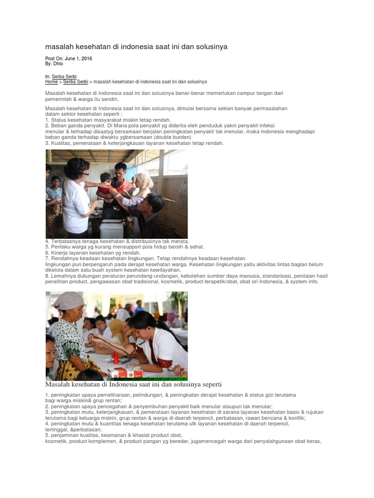 Masalah Kesehatan Di Indonesia Saat Ini Dan Solusinya | PDF