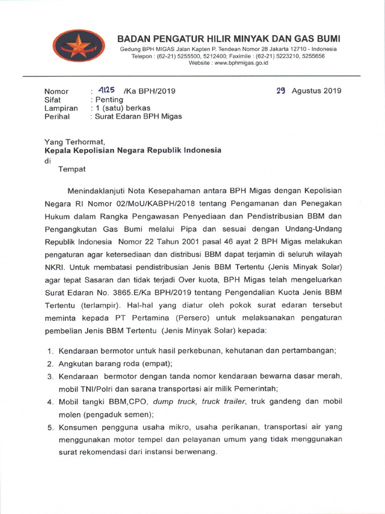4125 Ka-Surat Edaran BPH Migas | PDF