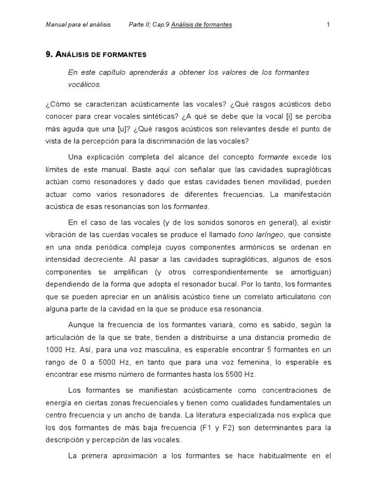 Análisis de Formantes en Vocales | PDF | Vocal | Densidad espectral