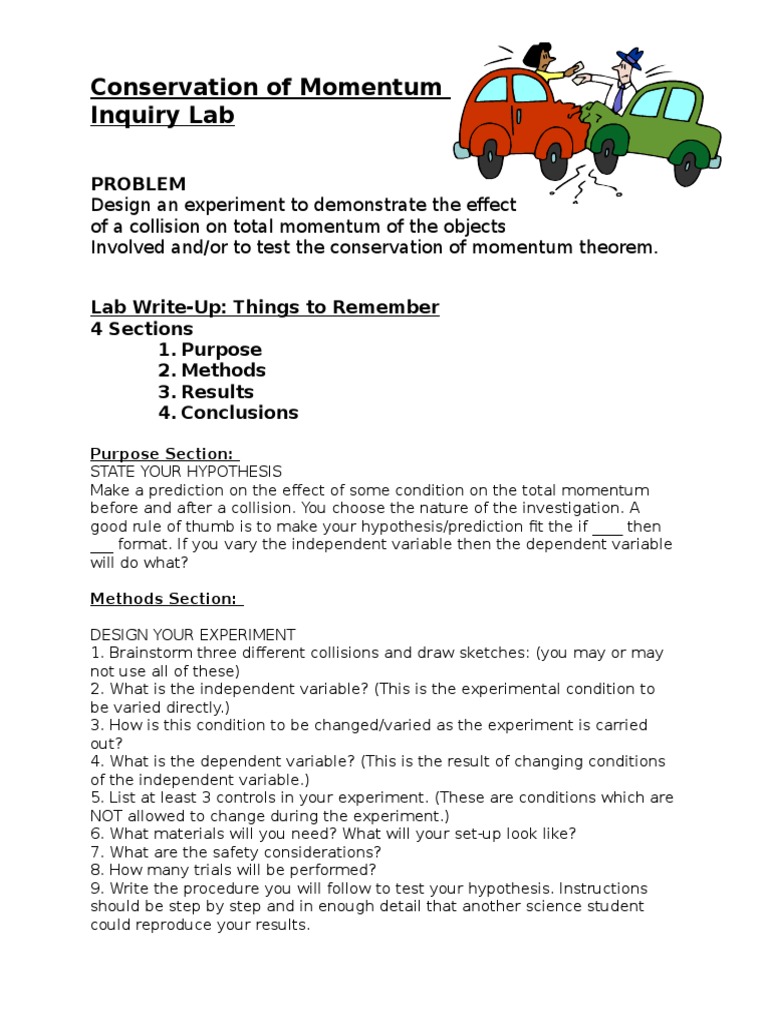 Conservation of Momentum Inquiry Lab | PDF | Experiment | Scientific Method