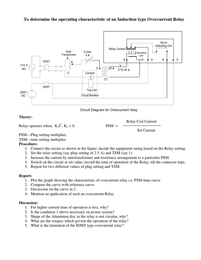 Induction Overcurrent Relay Characteristics | PDF