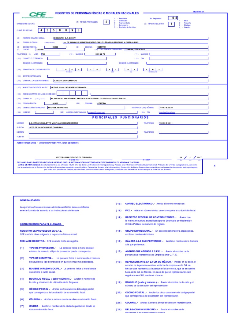 Formato Cfe Domicilio | PDF | Privacidad de la información | México