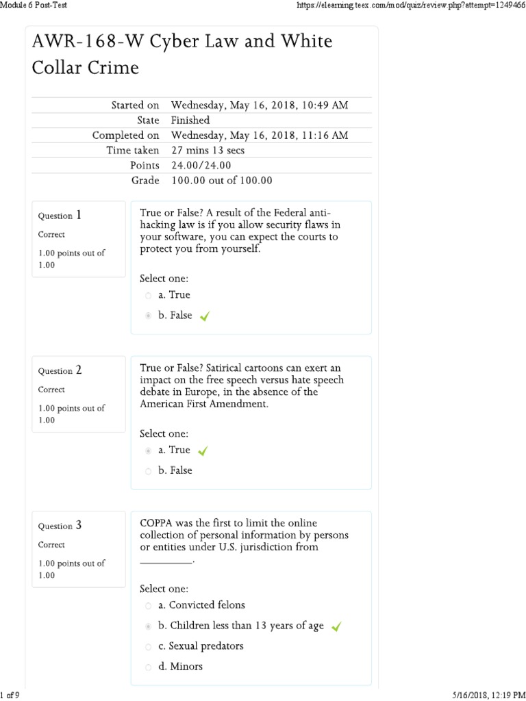 Module 6 Post-Test 100 PDF | PDF