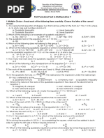 Math 9 1st Summative 2020 With Answer Key | PDF | Quadratic Equation ...