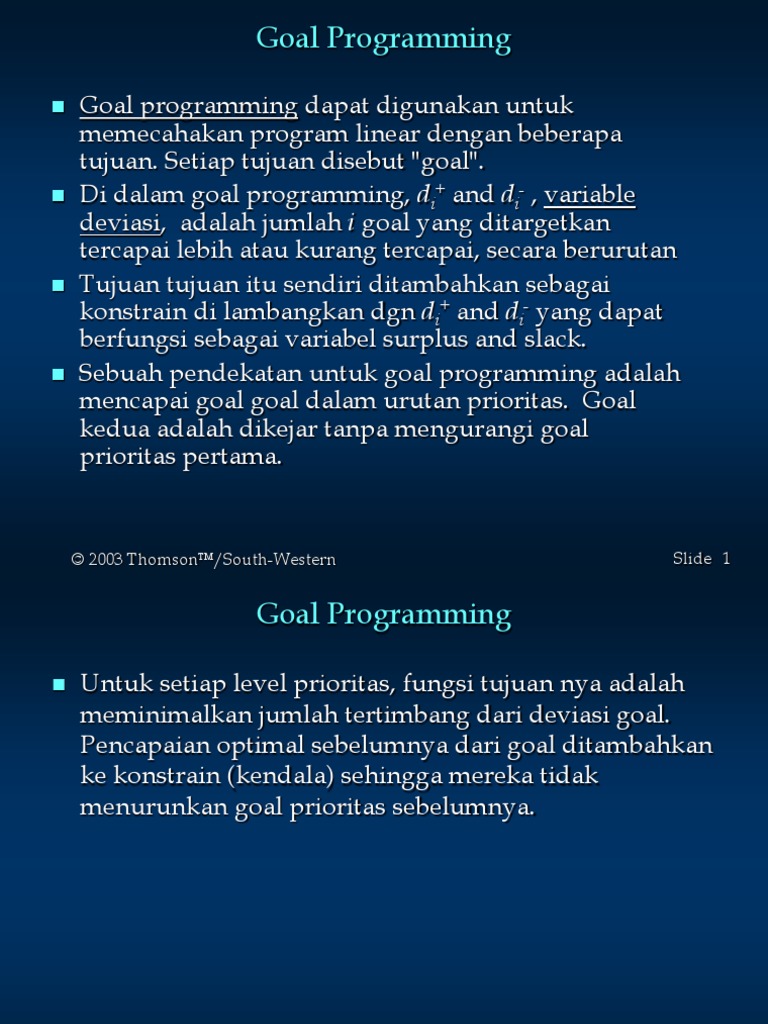 Goal Programming | PDF