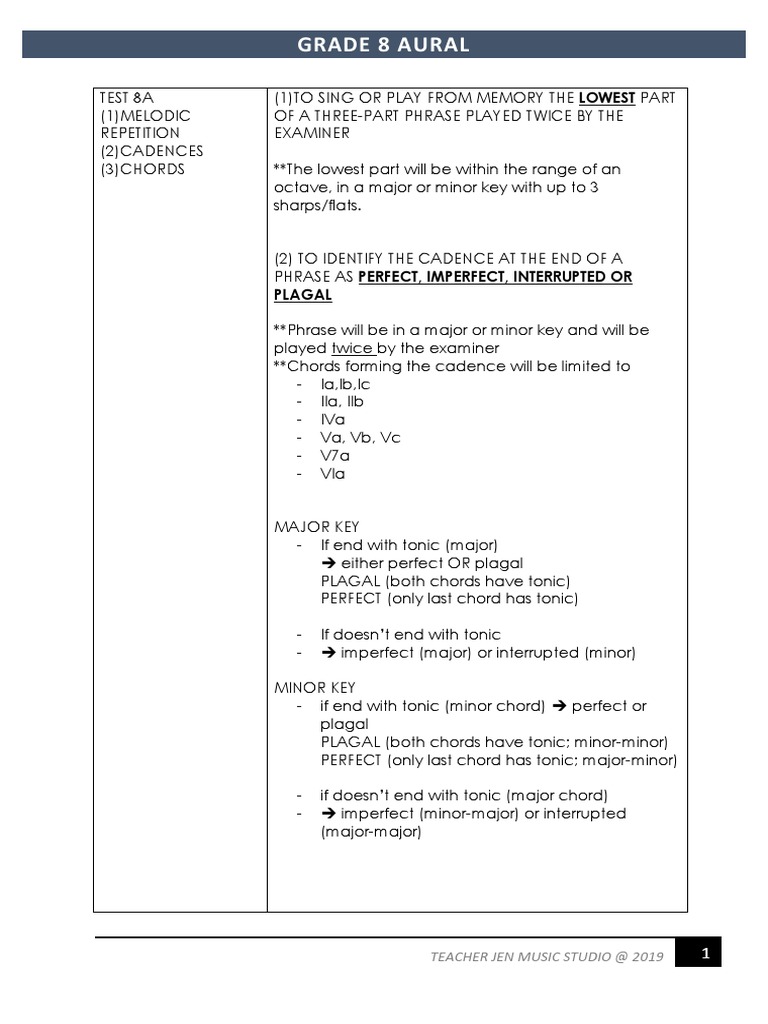 Grade 8 Aural Notes | PDF | Musical Techniques | Music Theory