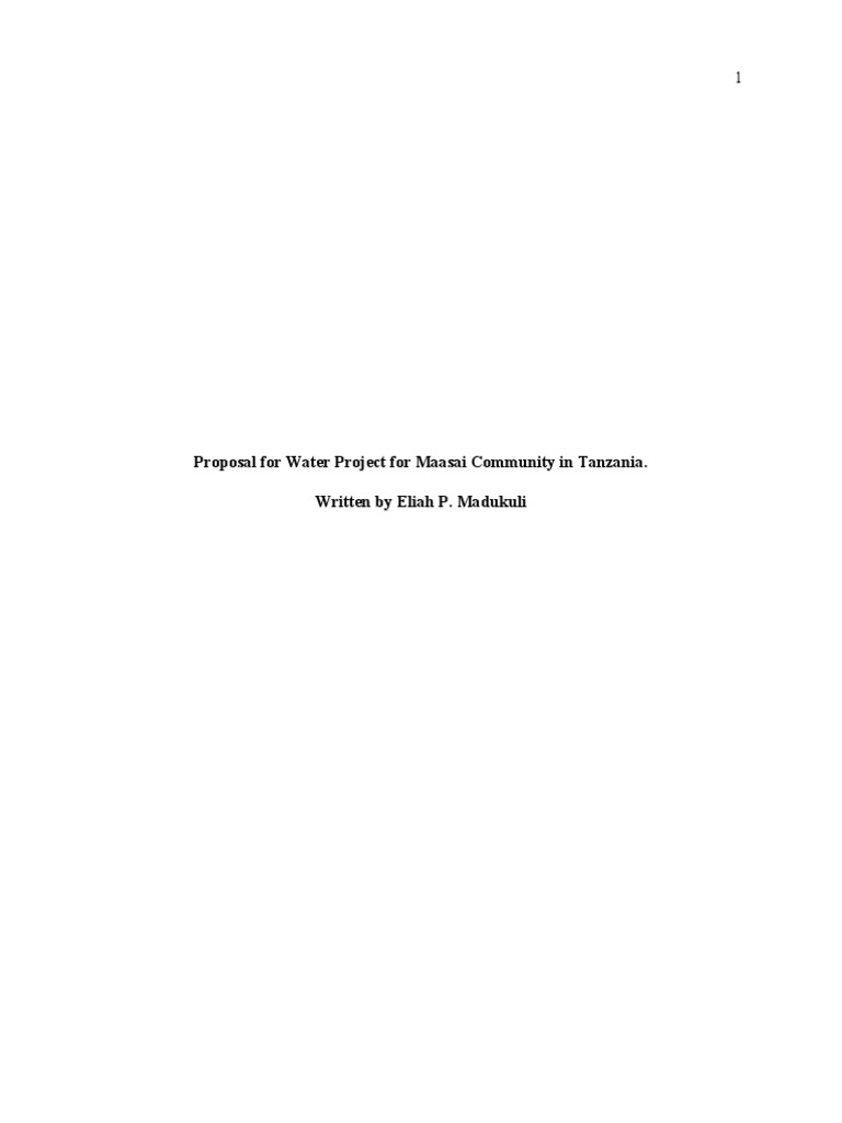 Maasai Water Project Proposal1 | PDF | Wash | Drinking Water
