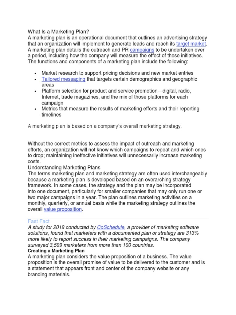 Marketing Plan Essentials Guide | PDF | Marketing | Brand