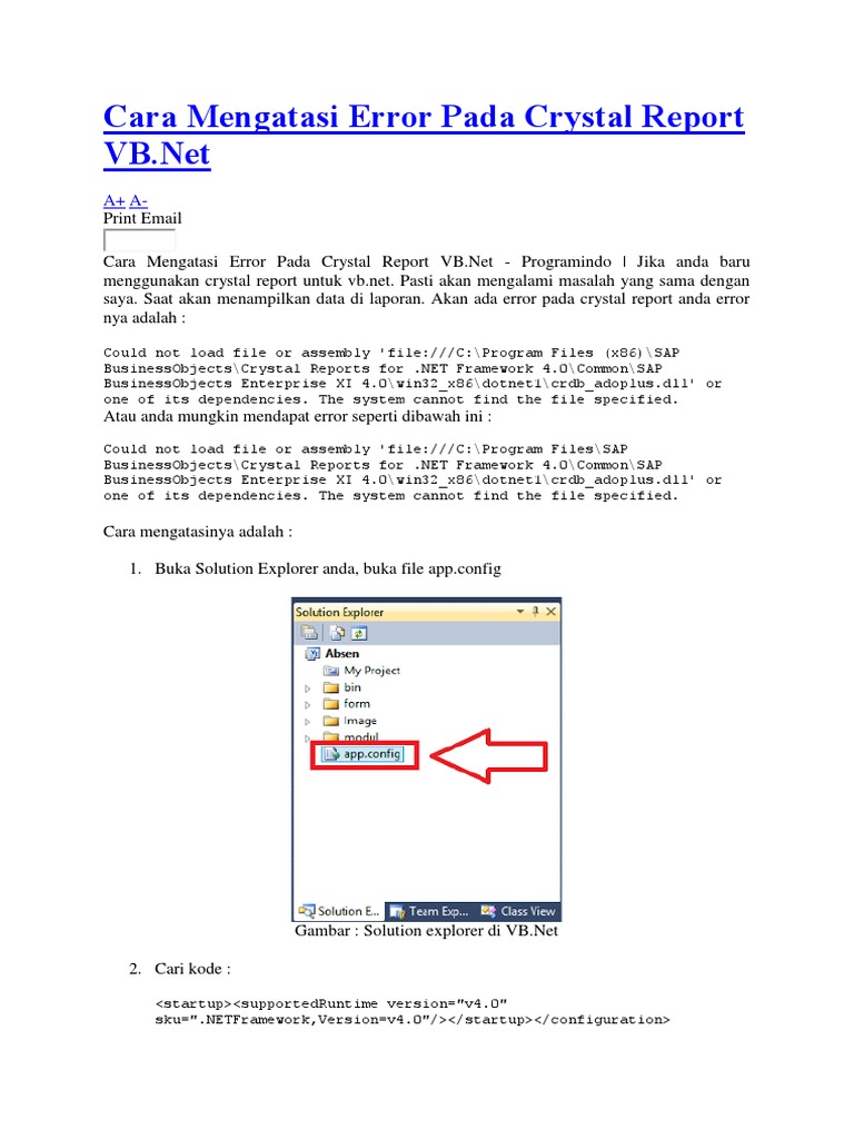 Cara Mengatasi Error Pada Crystal Report Vbnet Pdf 